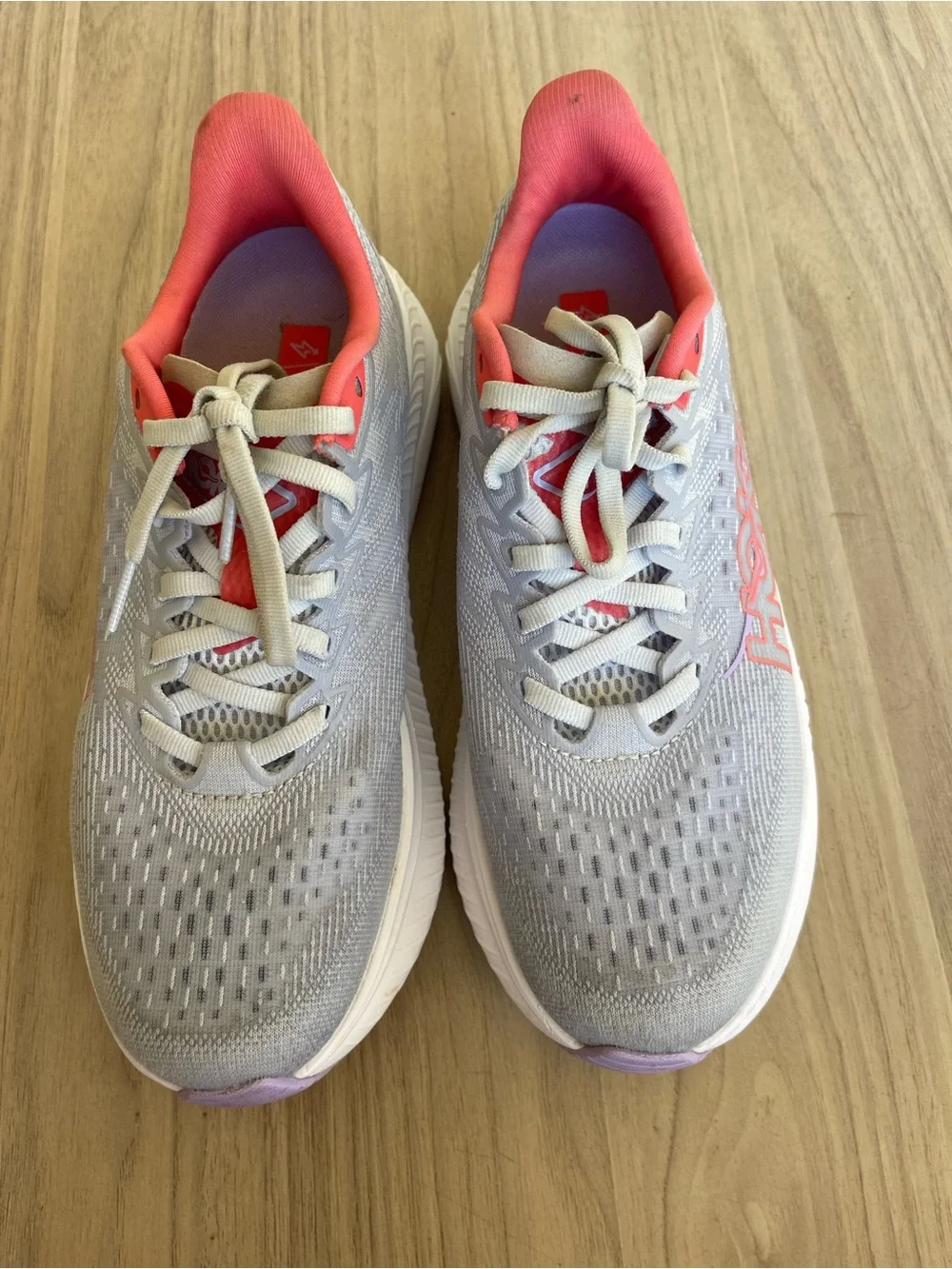Hoka | Shoes | Hoka Womens Light Gray Running Shoes With Coral Lavender ...